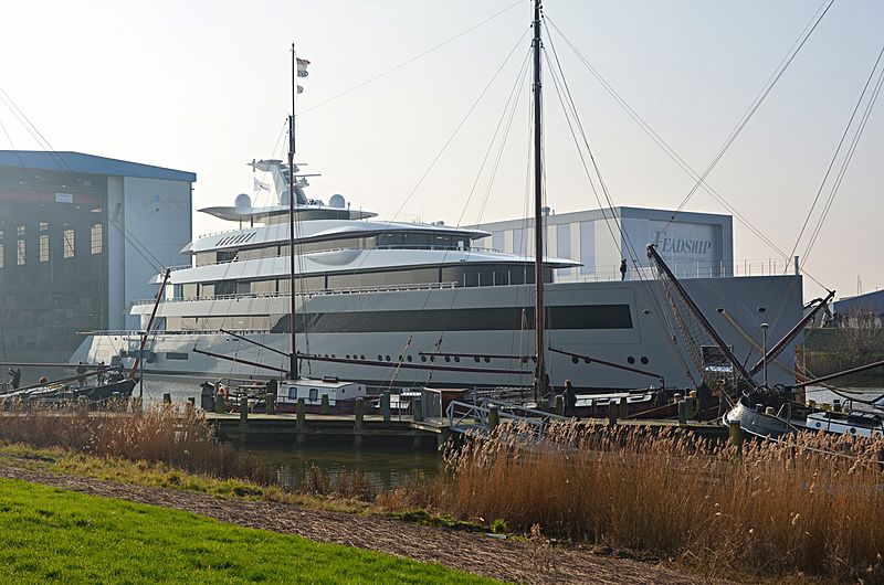 Photo: Feadship De Vries Hull 1008 Moonrise yacht launch in Makkum