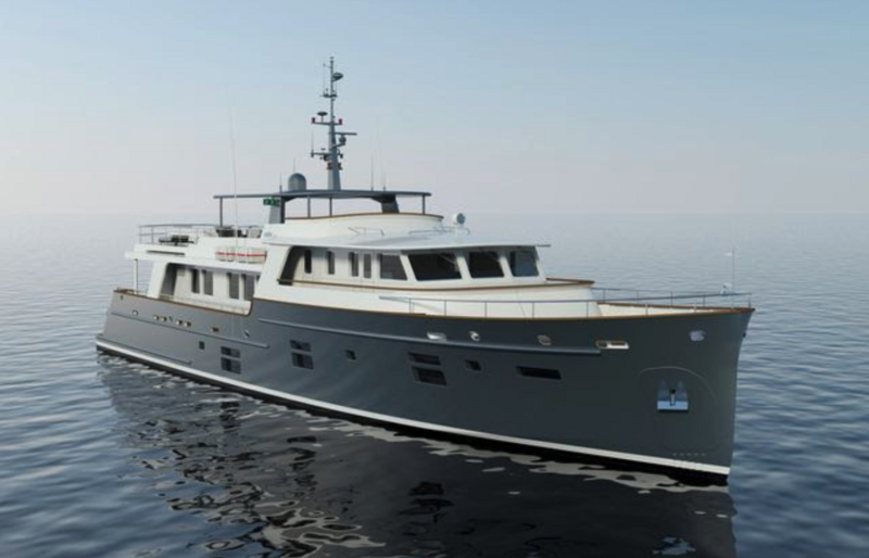 Ocea transports hull of 33m Ocea Commuter 108 New to outfitting facilities